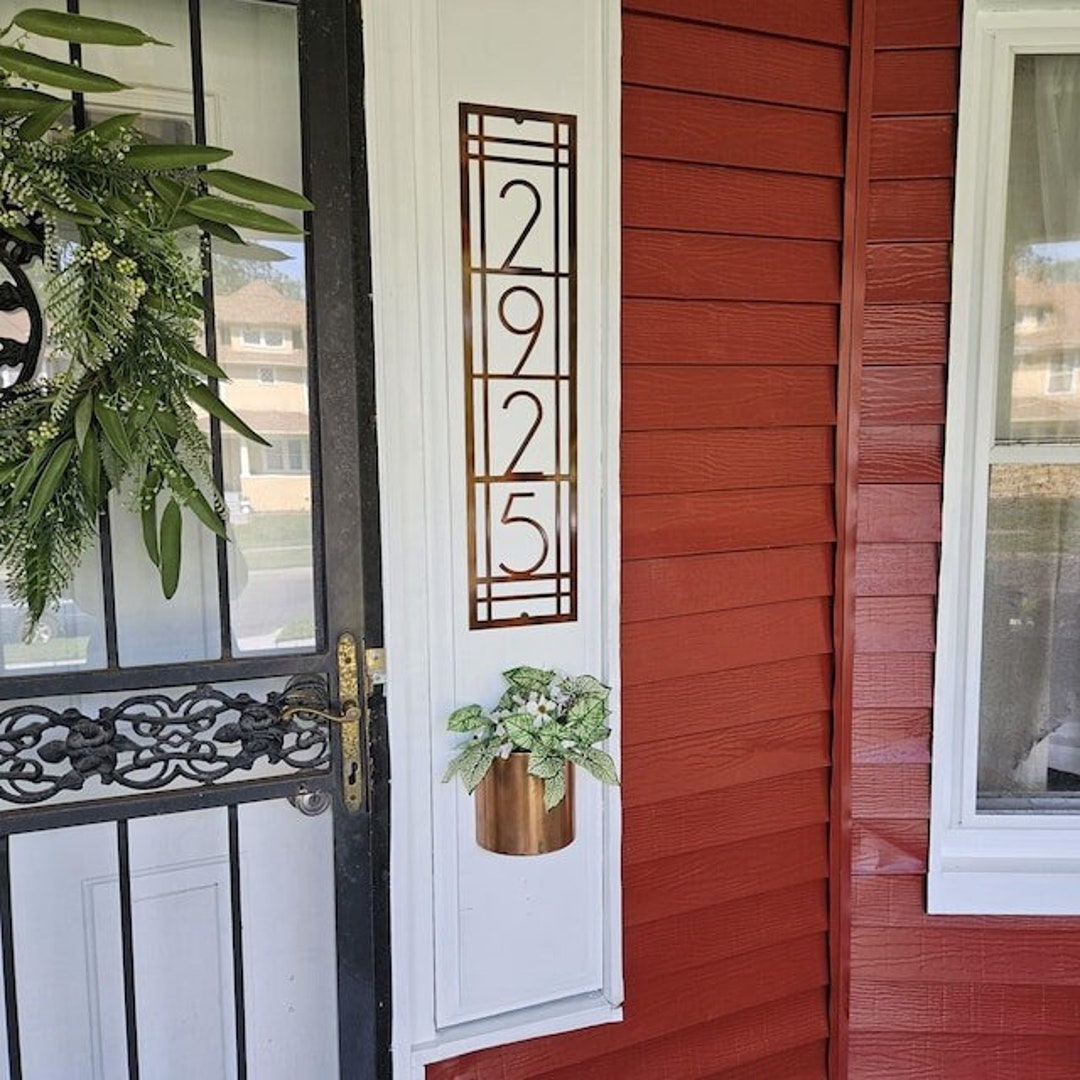 Craftsman Style Vertical Address Numbers, Powder Coated 11 Gauge Steel ...