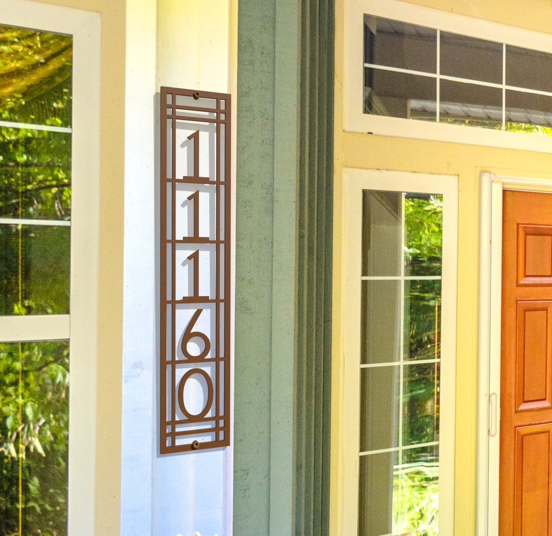 Craftsman Style Vertical Address Numbers, Powder Coated 11 Gauge Steel ...