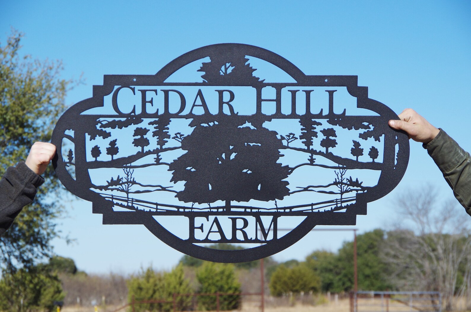 Custom Farm Sign With Trees and Fences | Etsy