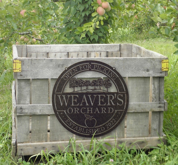 Customized Orchard Sign Metal Hanging Apple Tree Sign | Etsy