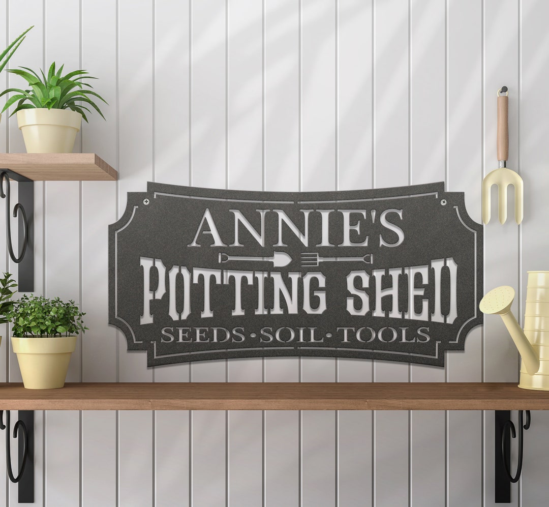 Personalized Potting Shed Sign, Metal Hanging Garden Sign - Etsy