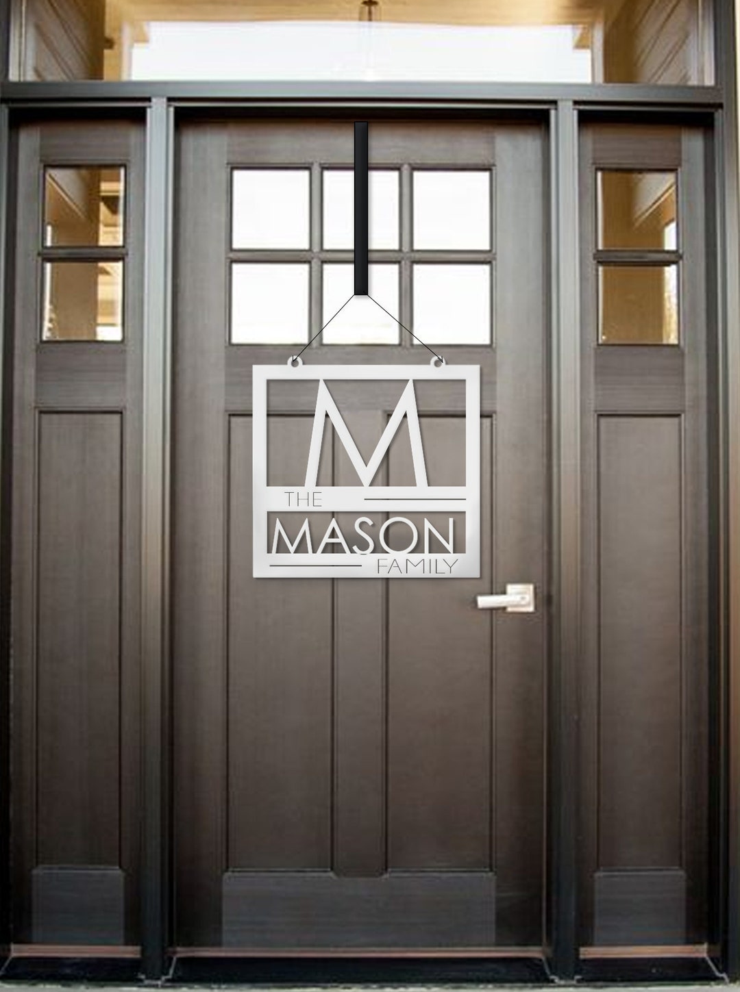 Modern Door Sign Family Name Sign Square Door Hanger Decor Modern Door ...