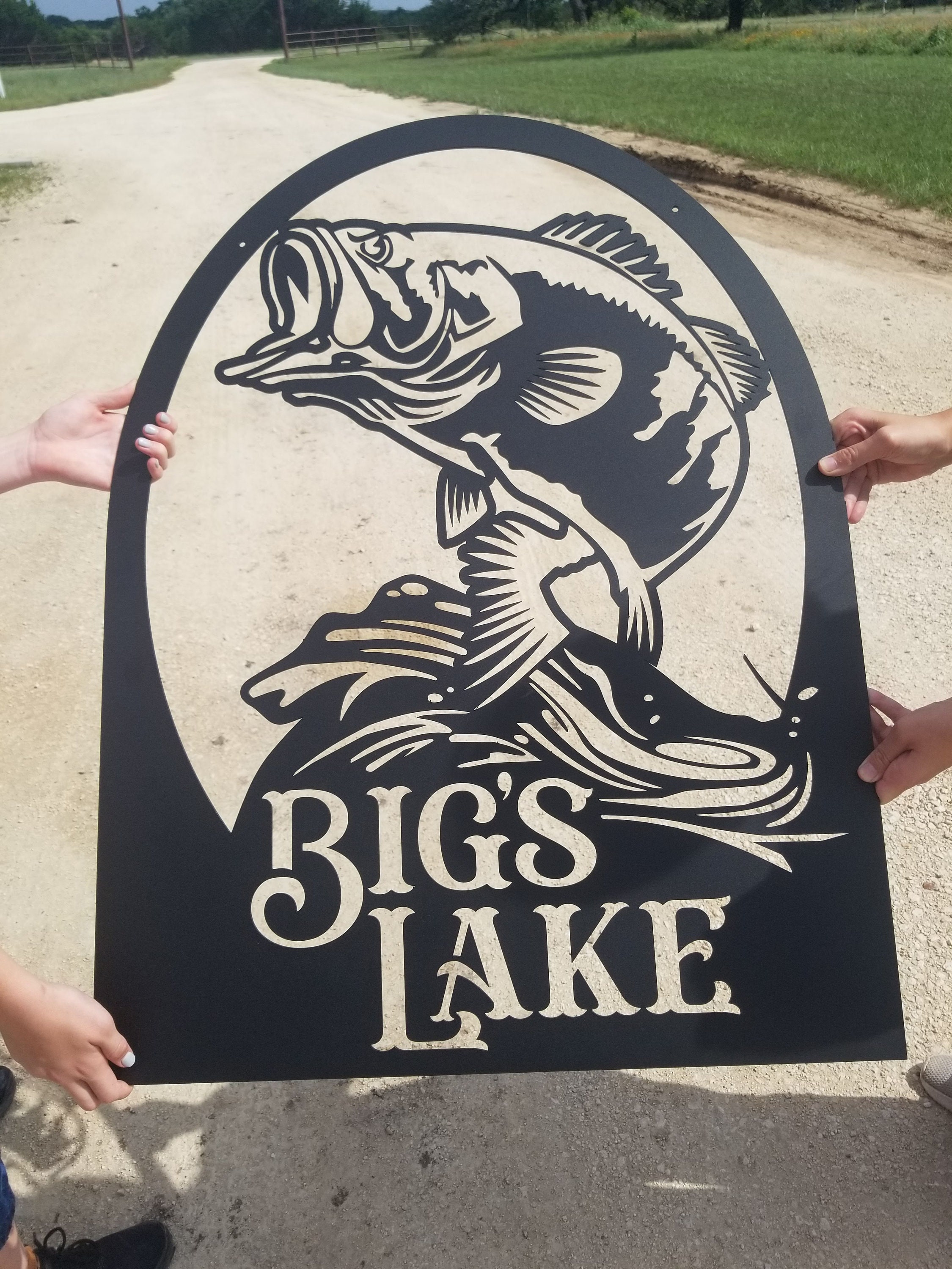 Custom Steel Bass Fishing Sign Personalized Hanging Fish Sign - Etsy