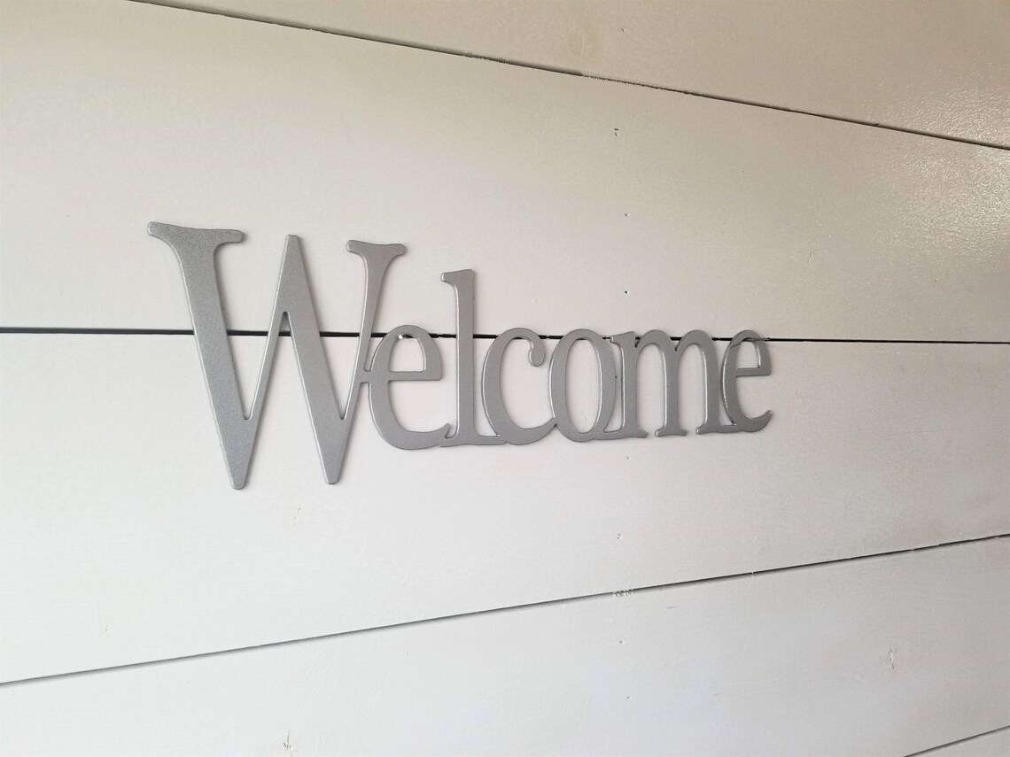 Metal Welcome Sign Welcome Script Indoor or Outdoor Word | Etsy