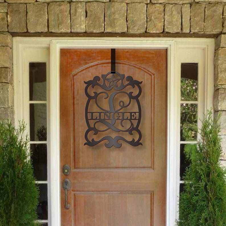 Texas Star Monogram Metal Monogram Framed Family Initial - Etsy