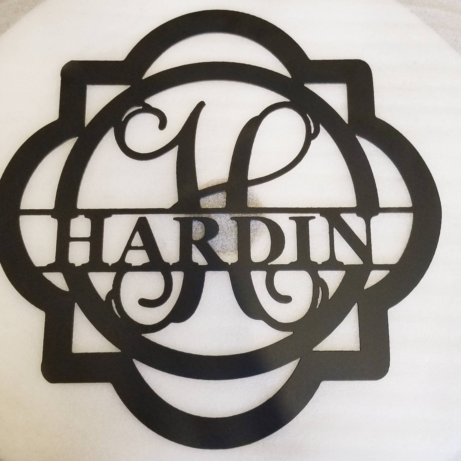 Double Split Monogram Metal Monogram Framed Family Initial - Etsy