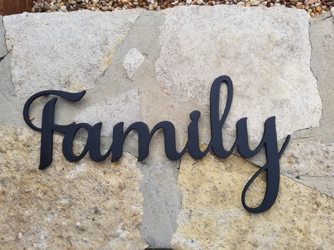 Family Word Sign Family Metal Script Sign - Etsy