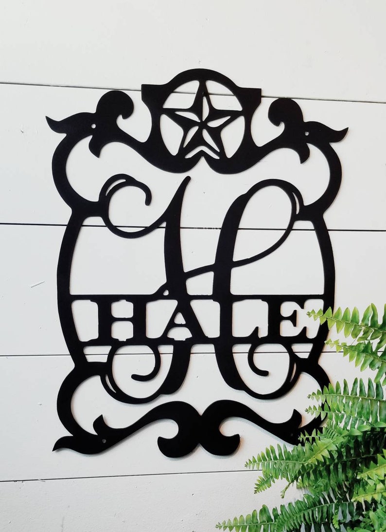 Texas Star Monogram Metal Monogram Framed Family Initial - Etsy