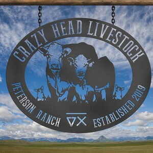 Custom Cattle Ranch Sign, Cow Dog Steel Sign - Etsy