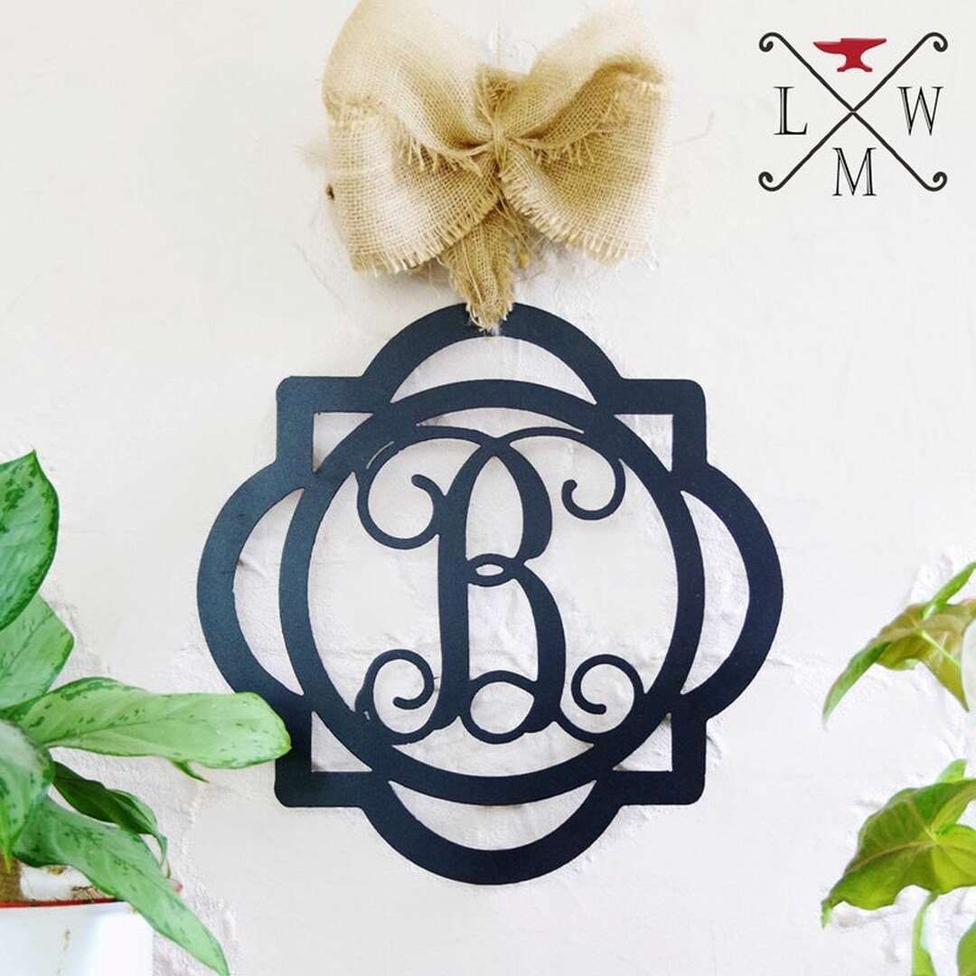 Custom Metal Monogram Sign: Double Framed Initial Letter - Etsy