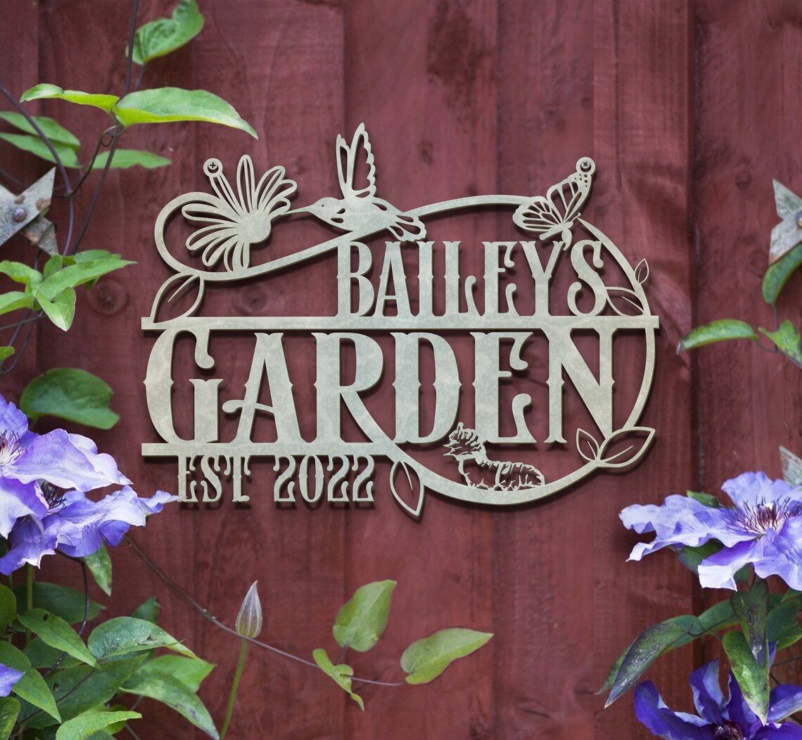 Customized Metal Garden Sign Personalized Hummingbird Yard - Etsy