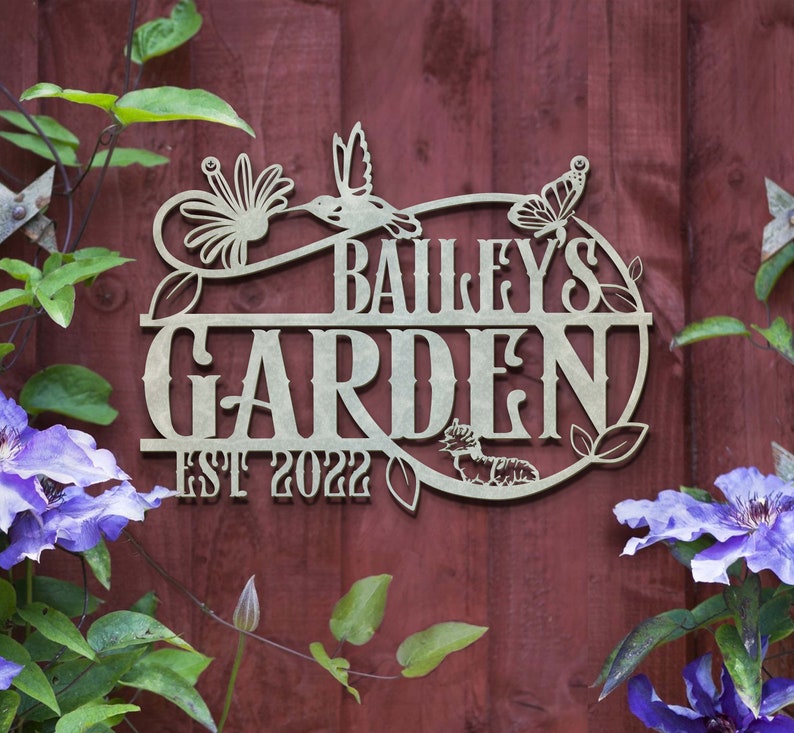 Customized Metal Garden Sign Personalized Hummingbird Yard - Etsy