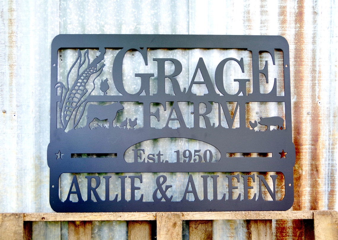 Corn and Cattle Metal Farm Sign LMW-16-19 - Etsy