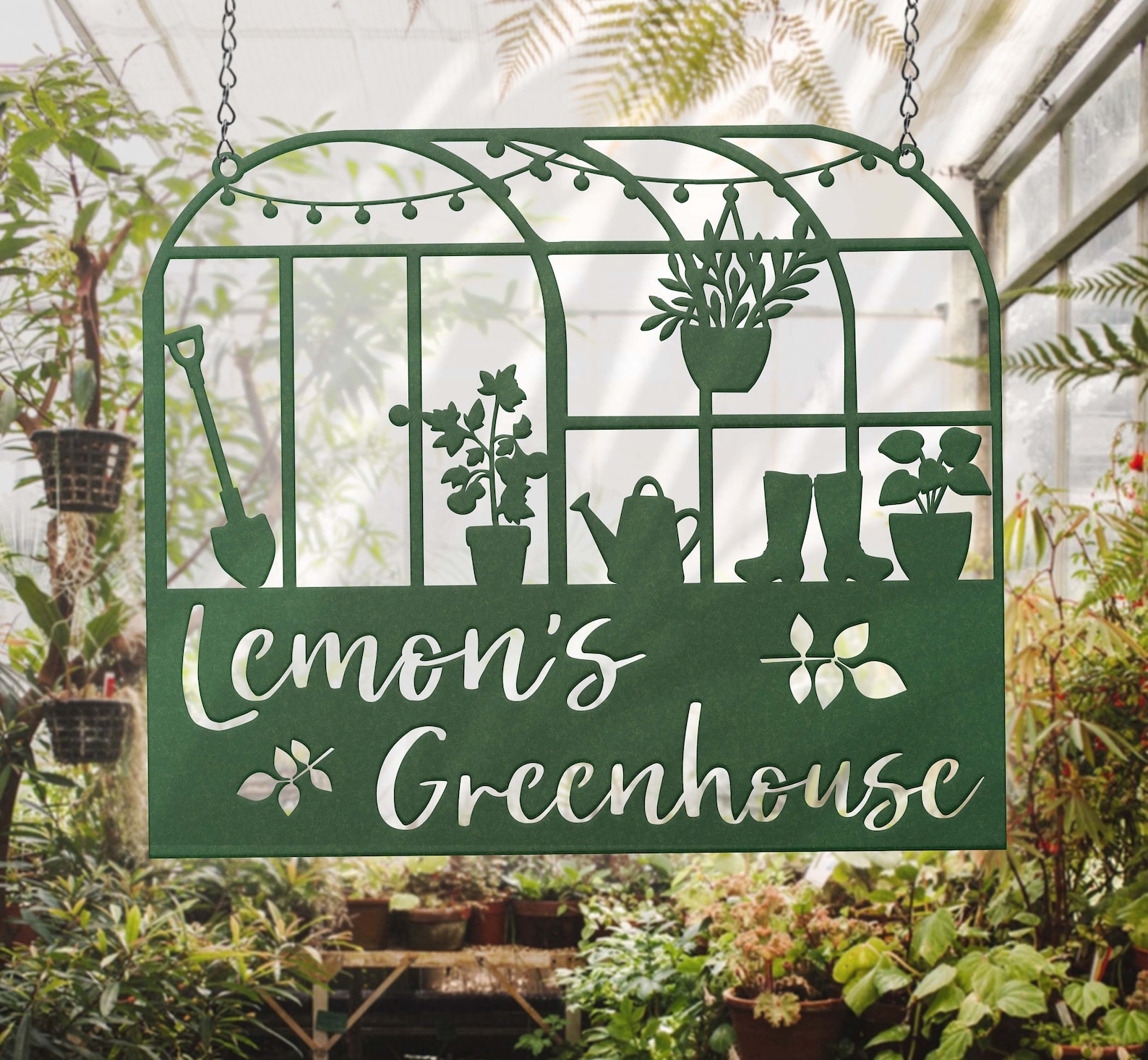 Personalized Hanging Metal Greenhouse Sign Custom Gardener - Etsy