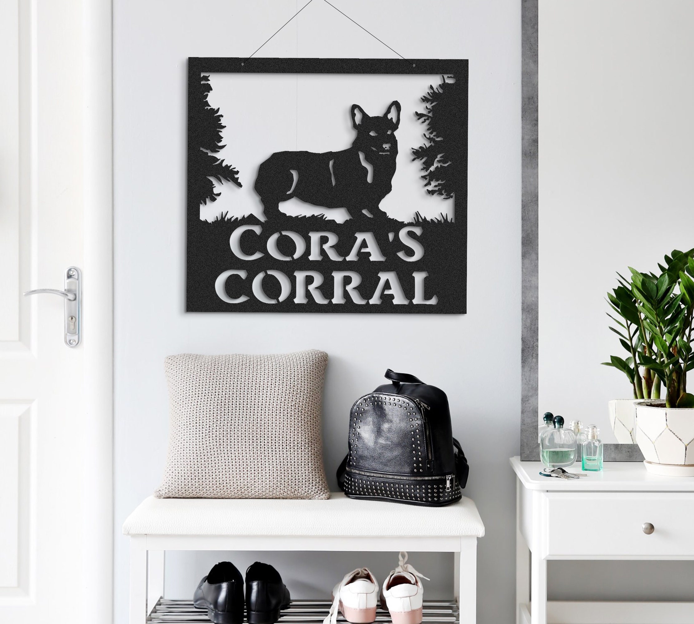 Your Name Custom Metal Corgi Sign - Etsy