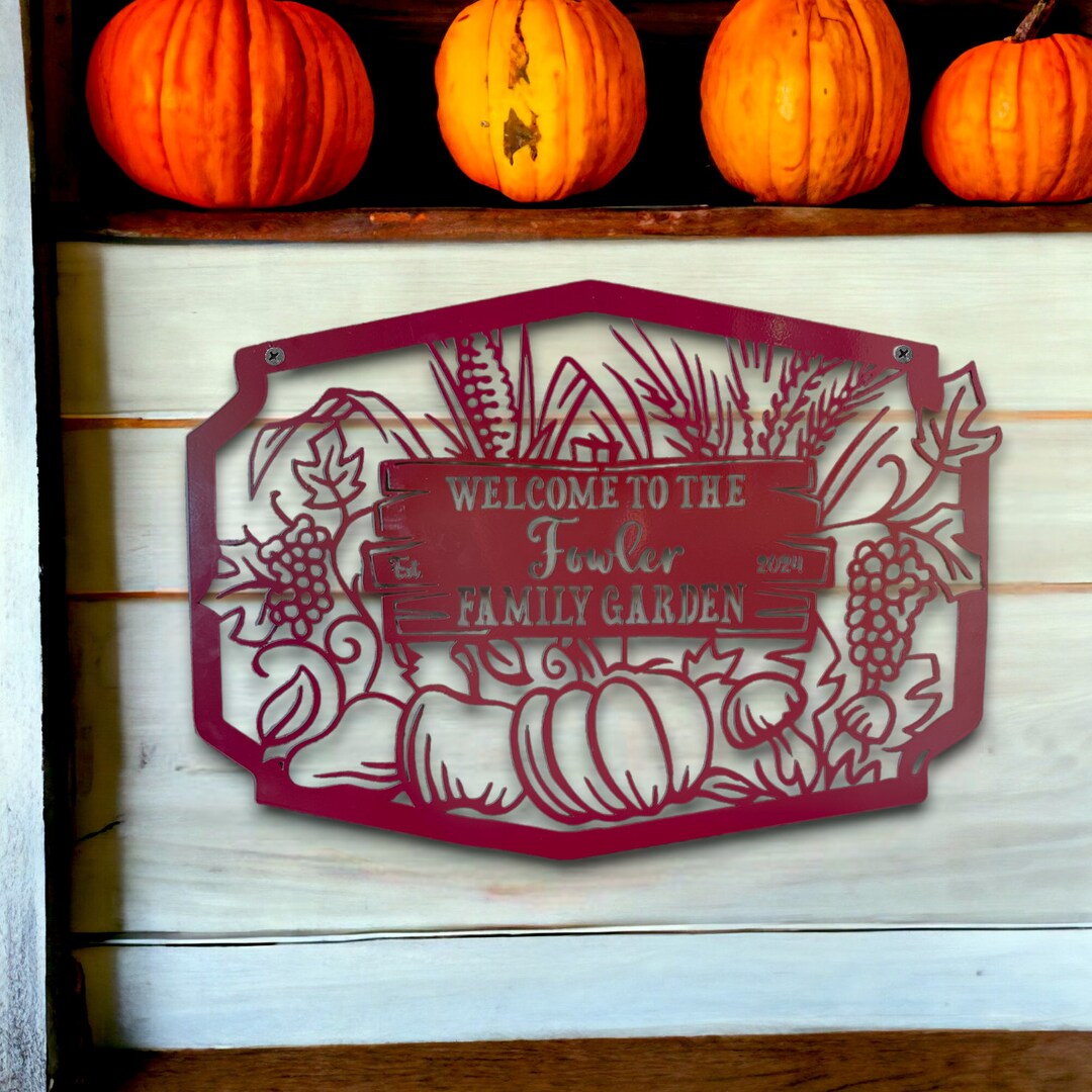 Custom Metal Fall Family Garden Sign, Pumpkin Patch Personalized Sign ...