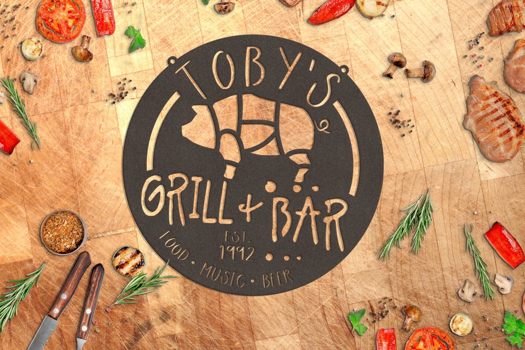 Custom Bar & Grill Metal Sign, Personalized BBQ Gift - Etsy
