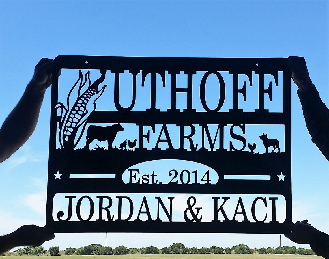 Corn and Cattle Metal Farm Sign LMW-16-19 | Etsy