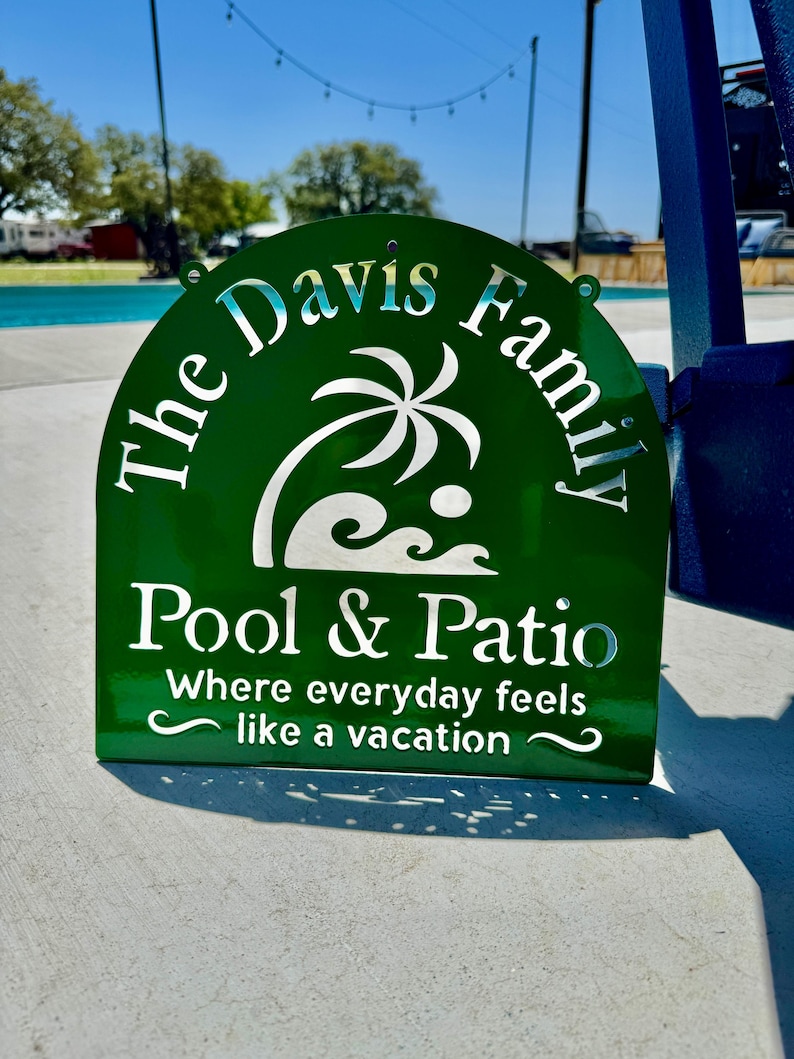 Custom Backyard Pool and Patio Family Name Sign - Etsy