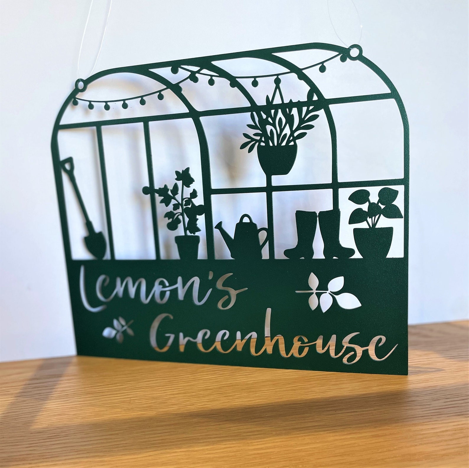 Personalized Hanging Metal Greenhouse Sign Custom Gardener | Etsy
