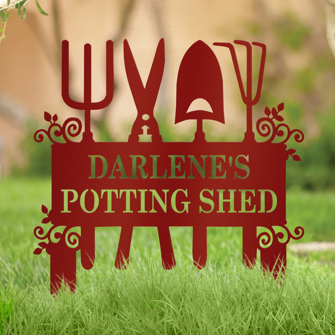 Garden Tool Personalized Metal Garden Shed Sign | Etsy