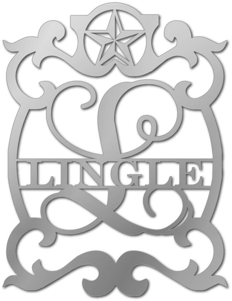 Texas Star Monogram Metal Monogram Framed Family Initial - Etsy