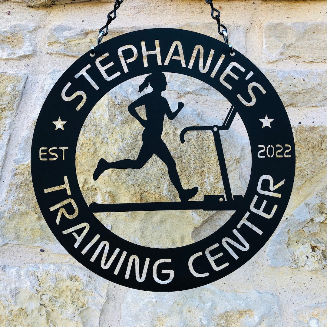 Custom Metal Training Center Sign, Personalized Treadmill Workout Sign ...