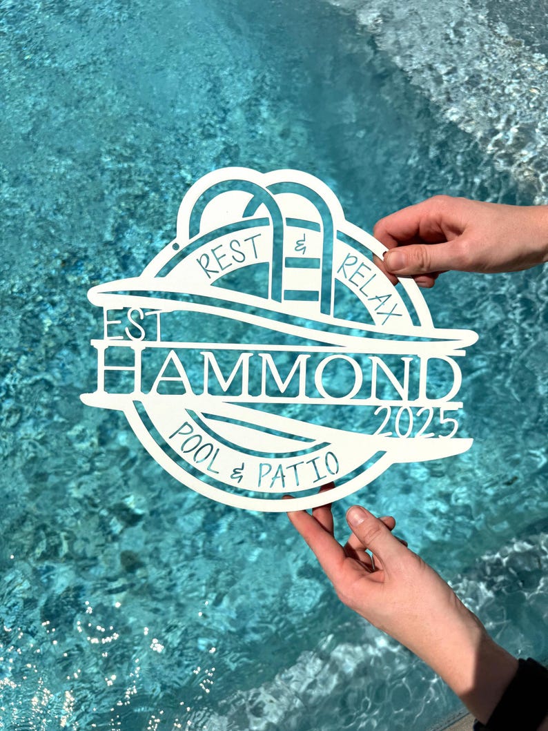 Custom Metal Outdoor Poolside Sign, Family Pool Decoration - Etsy