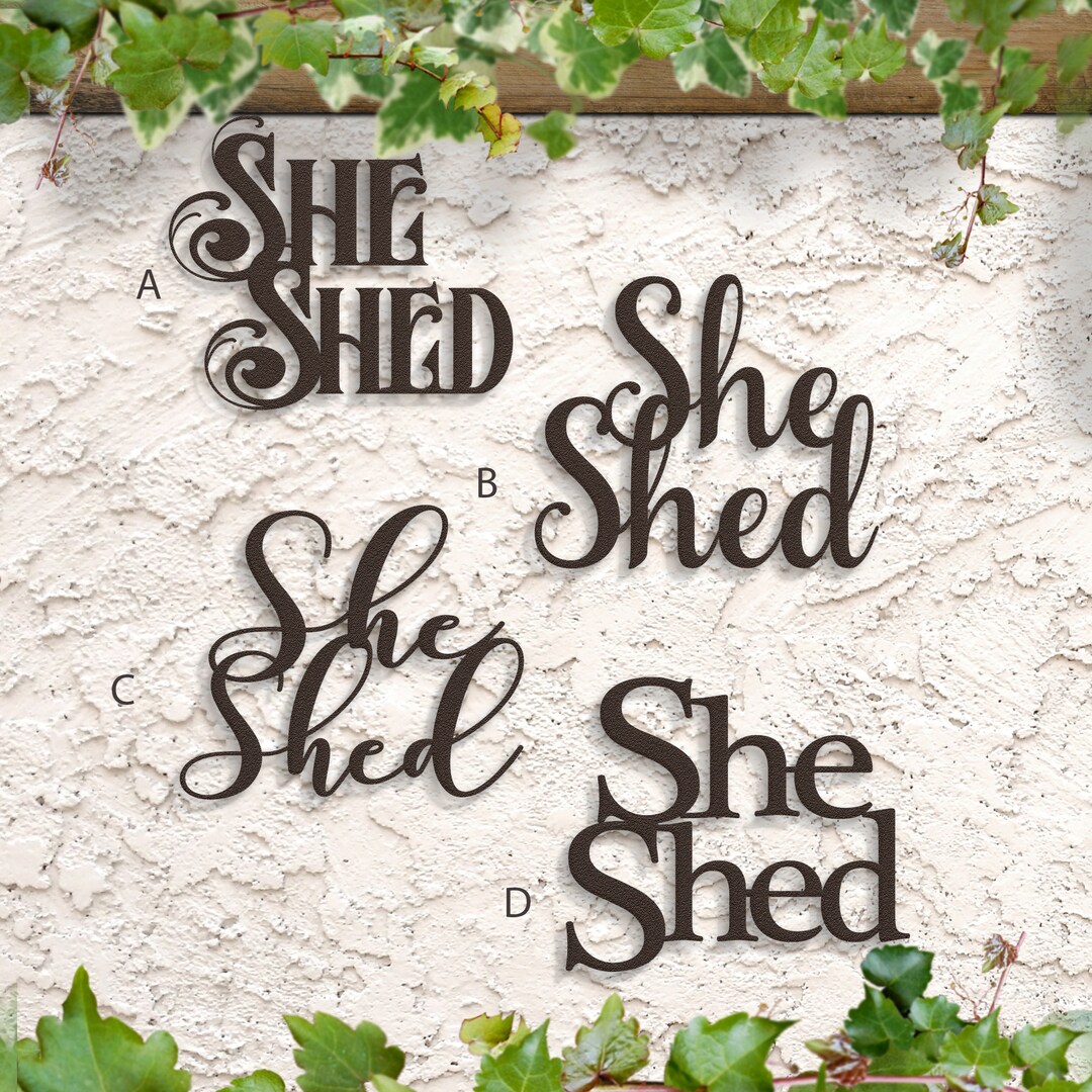 She Shed Metal Script Sign - Etsy