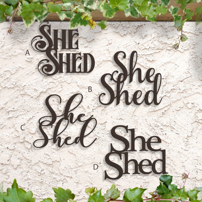 She Shed Metal Script Sign - Etsy