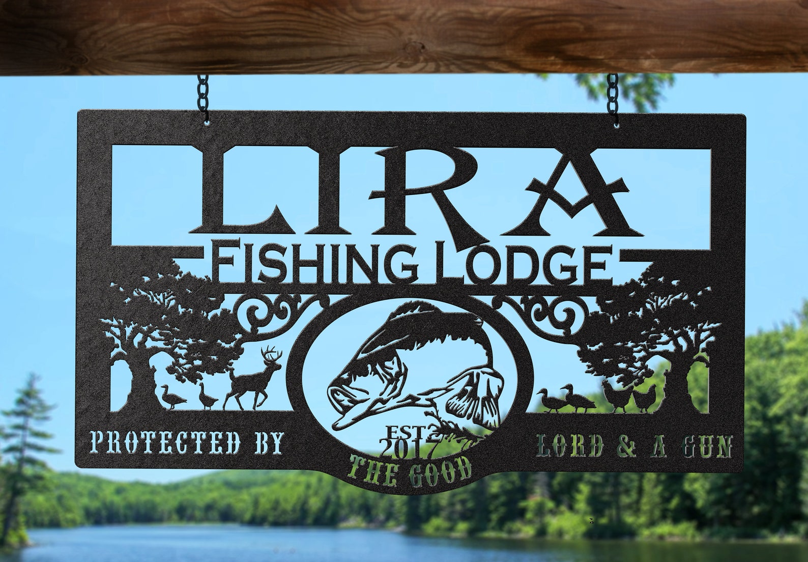Custom Fishing Lodge Metal Sign - Etsy
