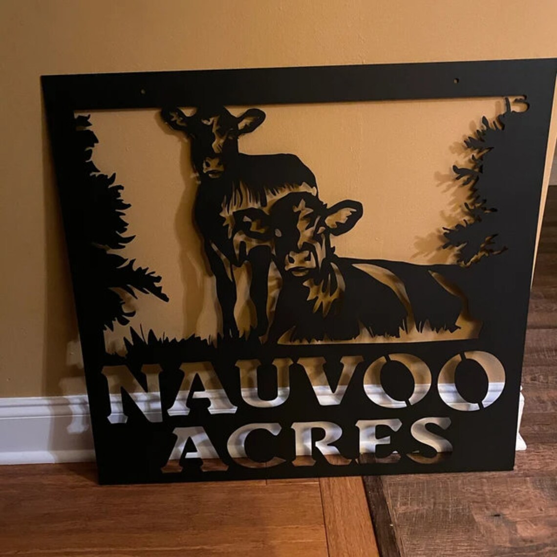 Custom Metal Cow & Calf Farm Sign - Personalized Ranch Decor - Etsy