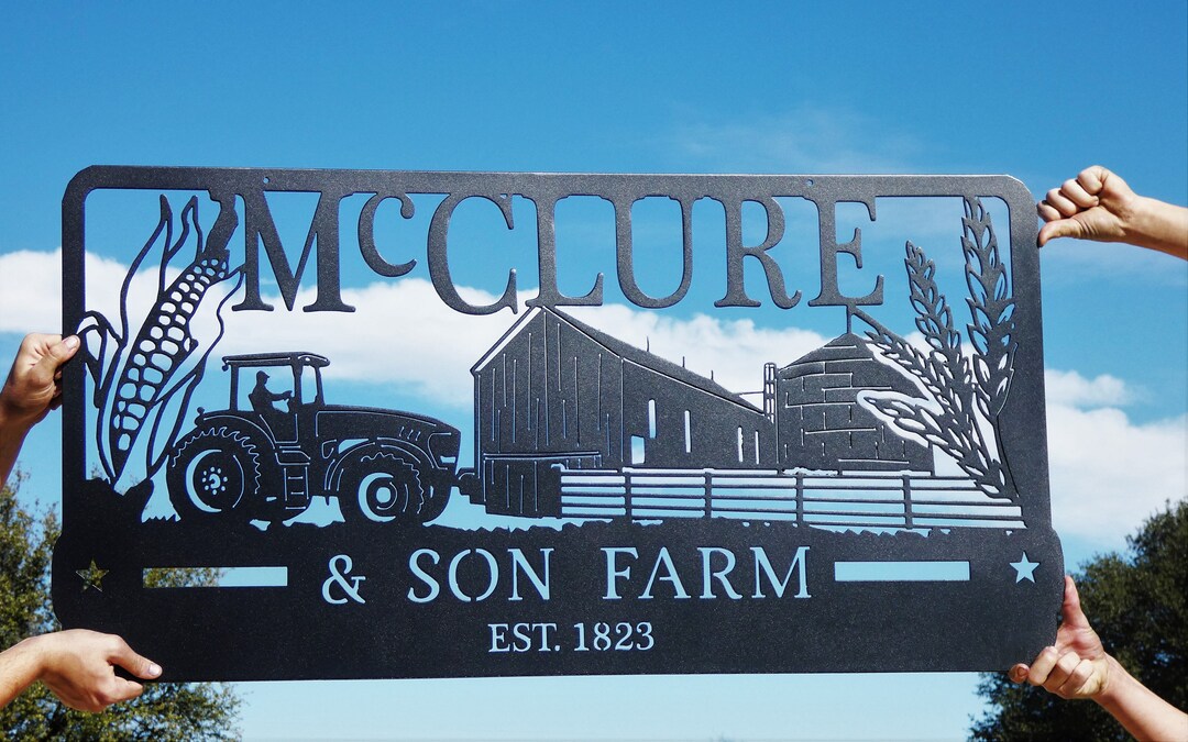Custom Farm Sign With Corn and Wheat - Etsy