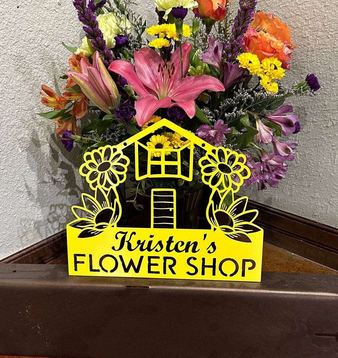 Personalized Metal Flower Shop Sign - Etsy