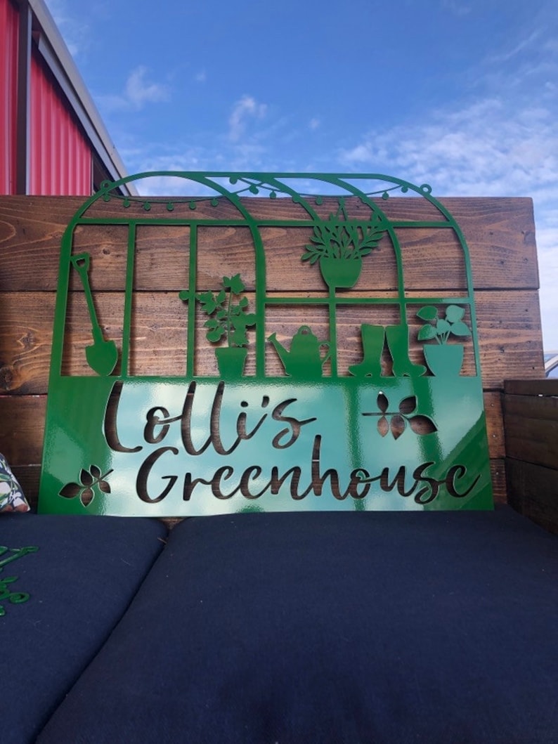 Personalized Hanging Metal Greenhouse Sign Custom Gardener - Etsy