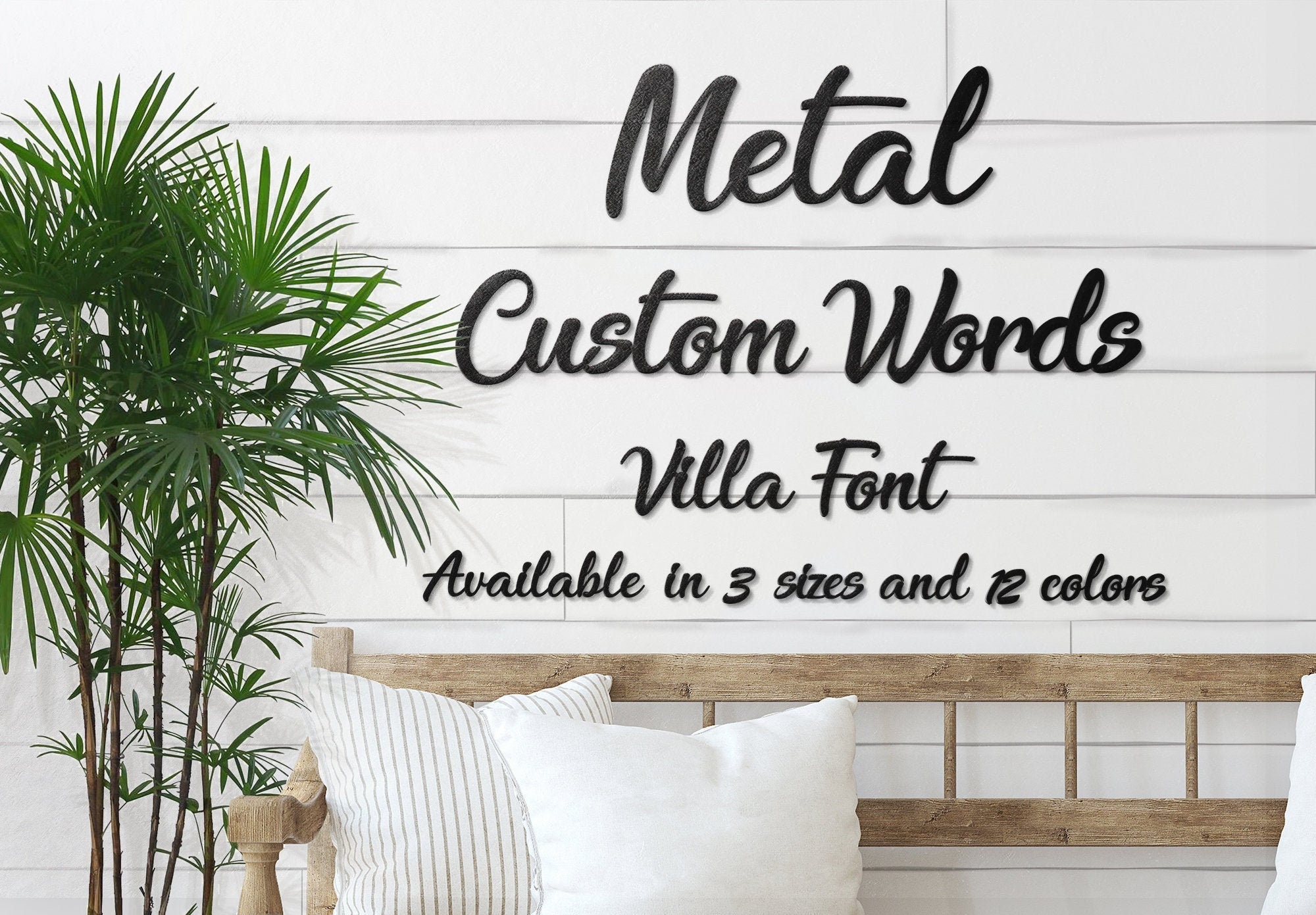 Custom Wall Art Metal Villa Script Font | Etsy