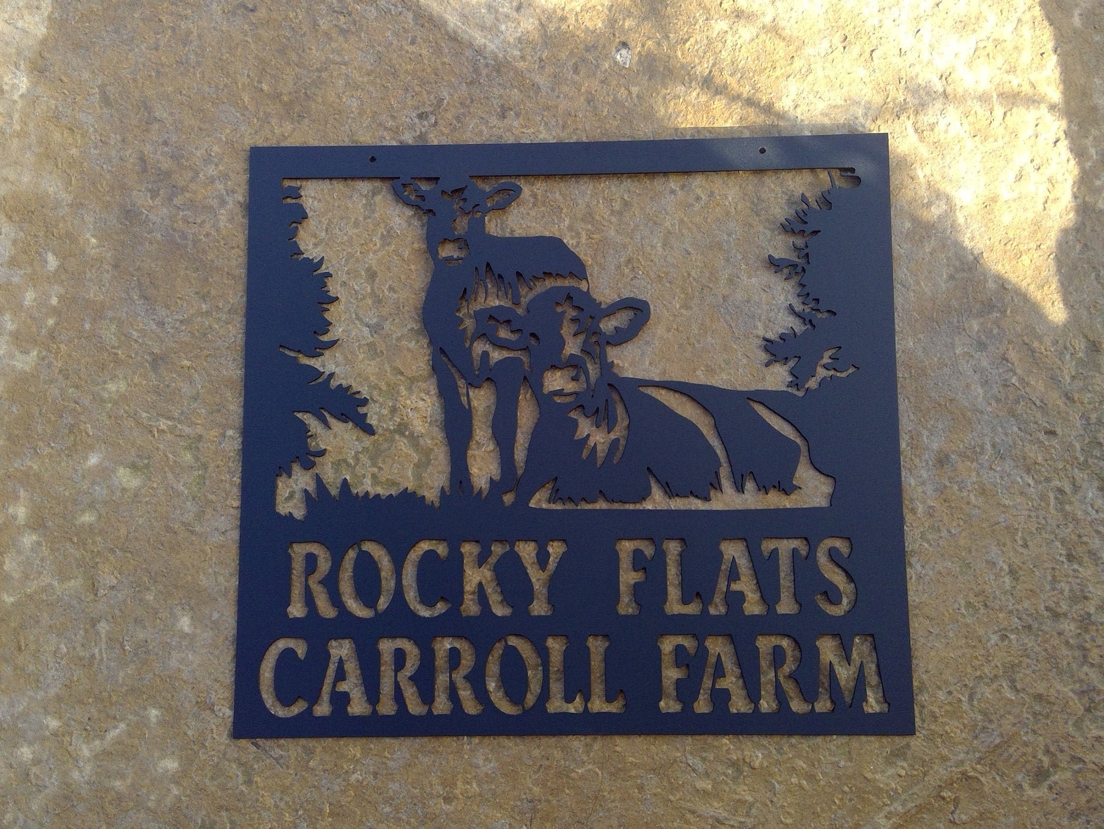 Custom Metal Cow & Calf Farm Sign - Personalized Ranch Decor - Etsy