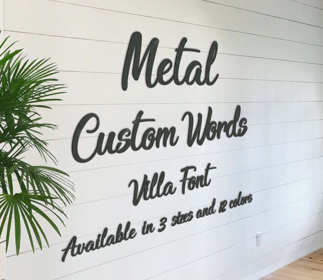 Custom Wall Art, Metal Villa Script Font - Etsy