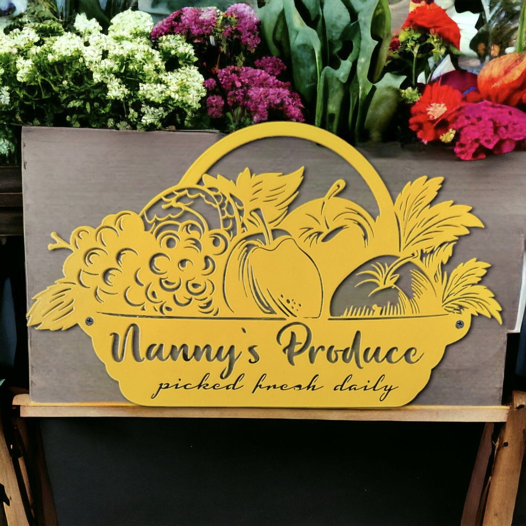 Custom Metal Produce Sign, Personalized Fruit Basket Decoration - Etsy