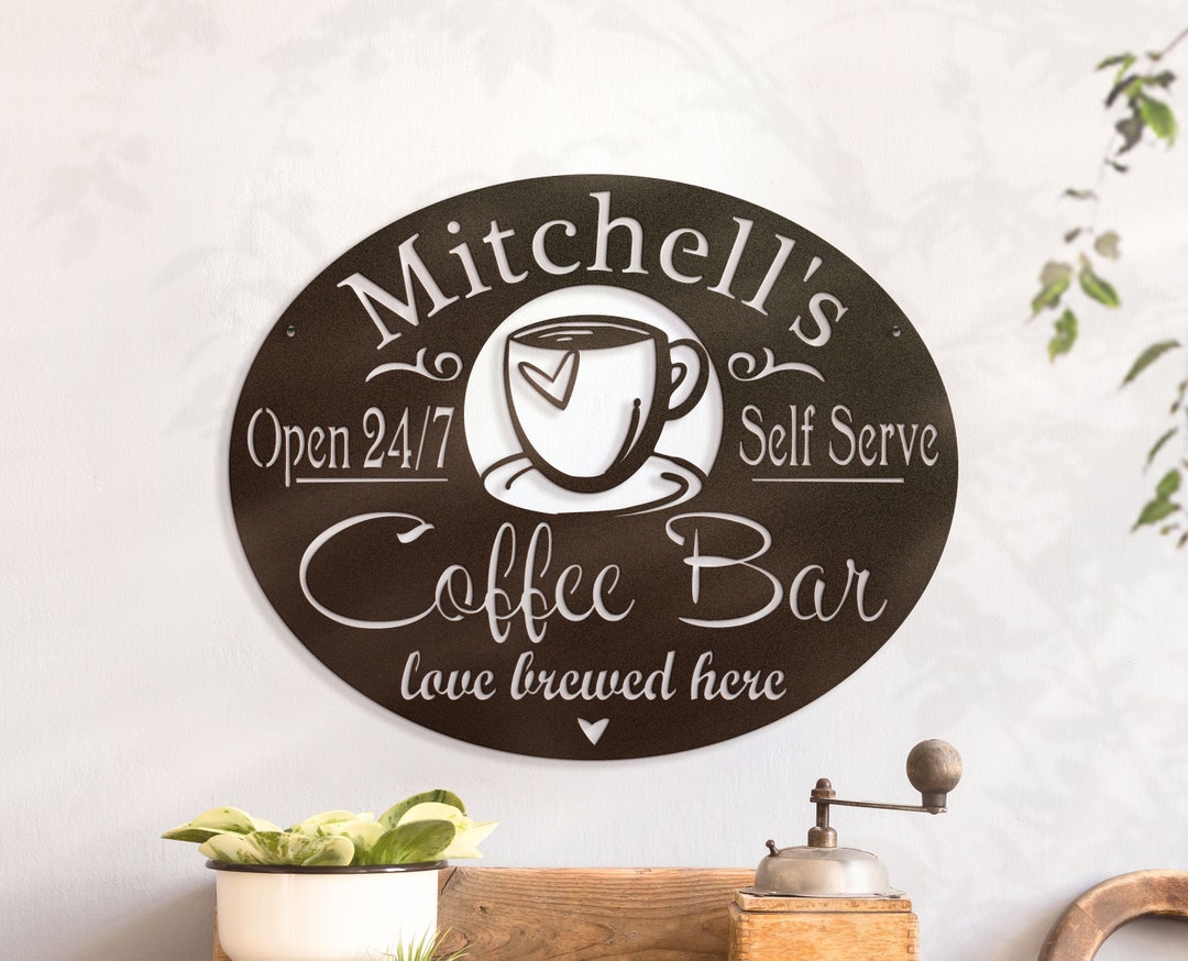 Personalized Coffee Bar Sign, Custom Metal Coffee Sign - Etsy