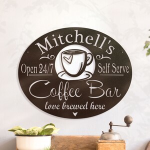 Personalized Coffee Bar Sign, Custom Metal Coffee Sign - Etsy