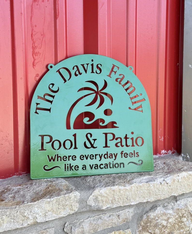 Custom Backyard Pool and Patio Family Name Sign - Etsy