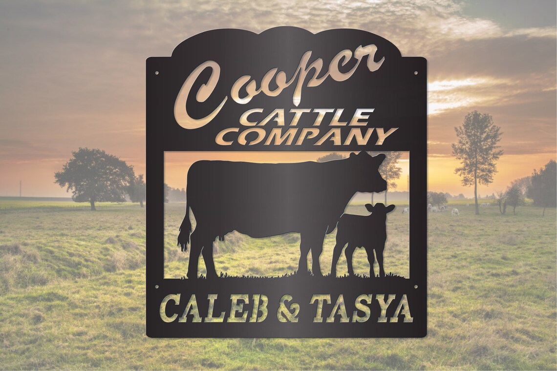 Custom Cattle Cow and Calf Family Farm Sign LMW-16-47 - Etsy