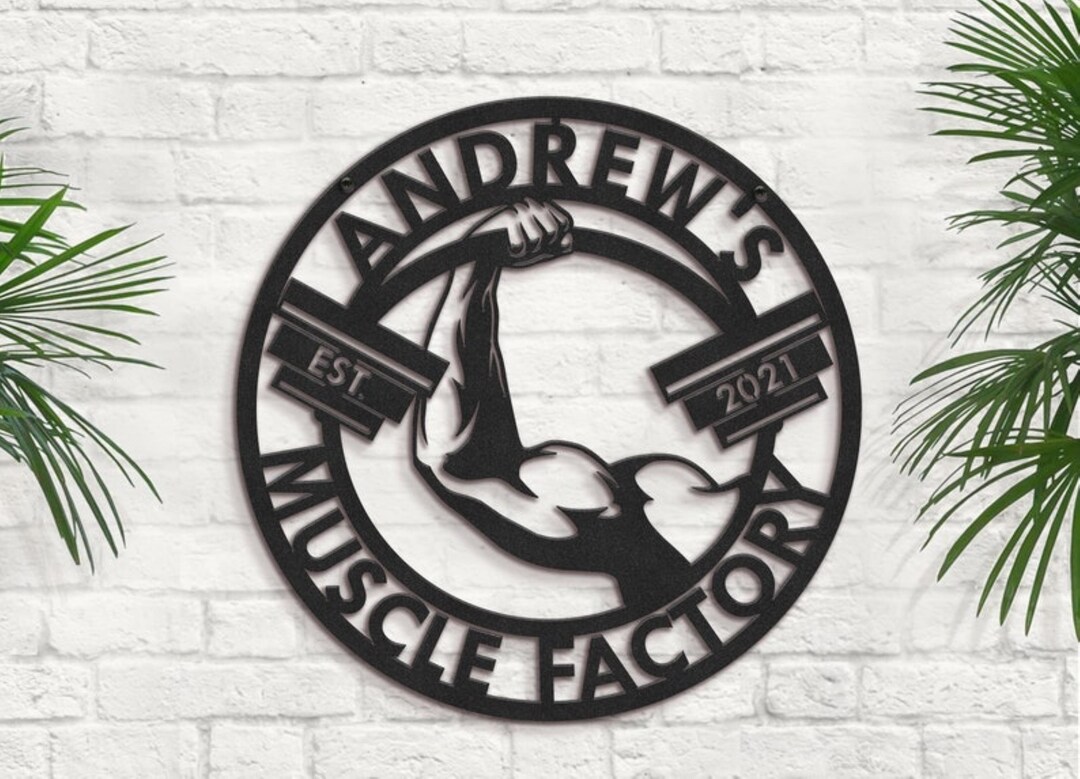 Personalized Muscle Factory Sign, Custom Metal Gym Decoration - Etsy