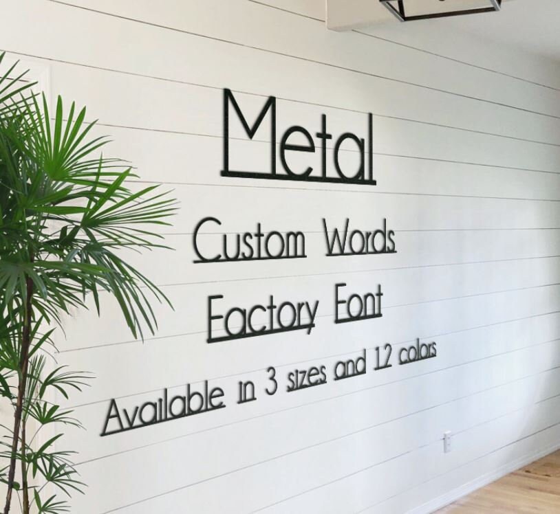 Custom Metal Word Sign Factory Style Wall Art | Etsy