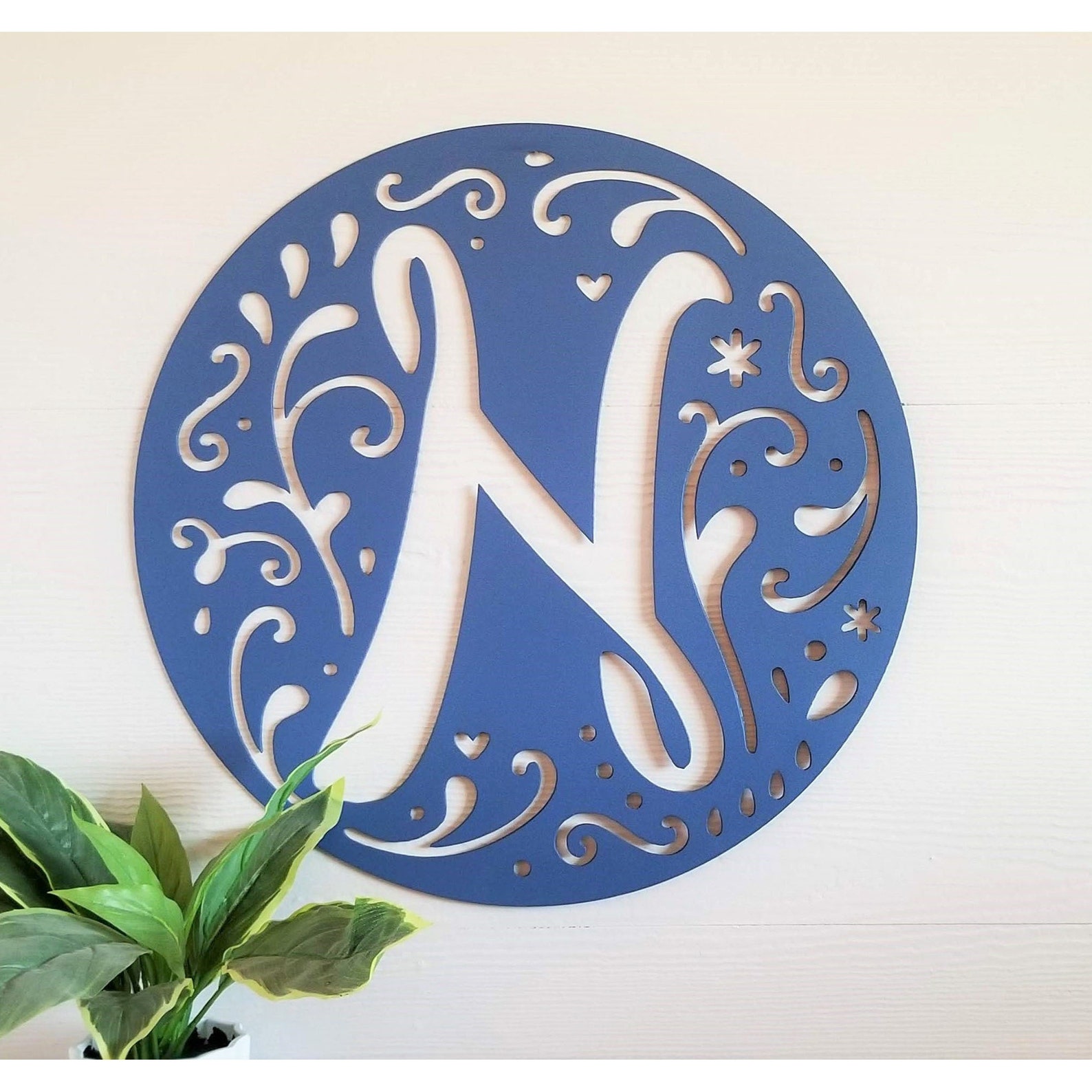Single Letter Cutout Decorative Circle Border Monogram You - Etsy
