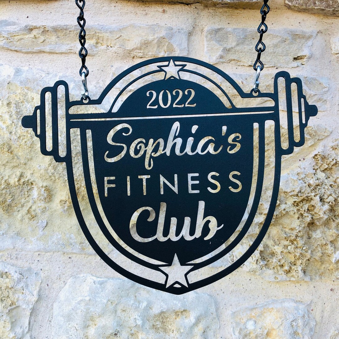 Your Name Metal Fitness Club Sign, Personalized Family Home Gym Wall ...