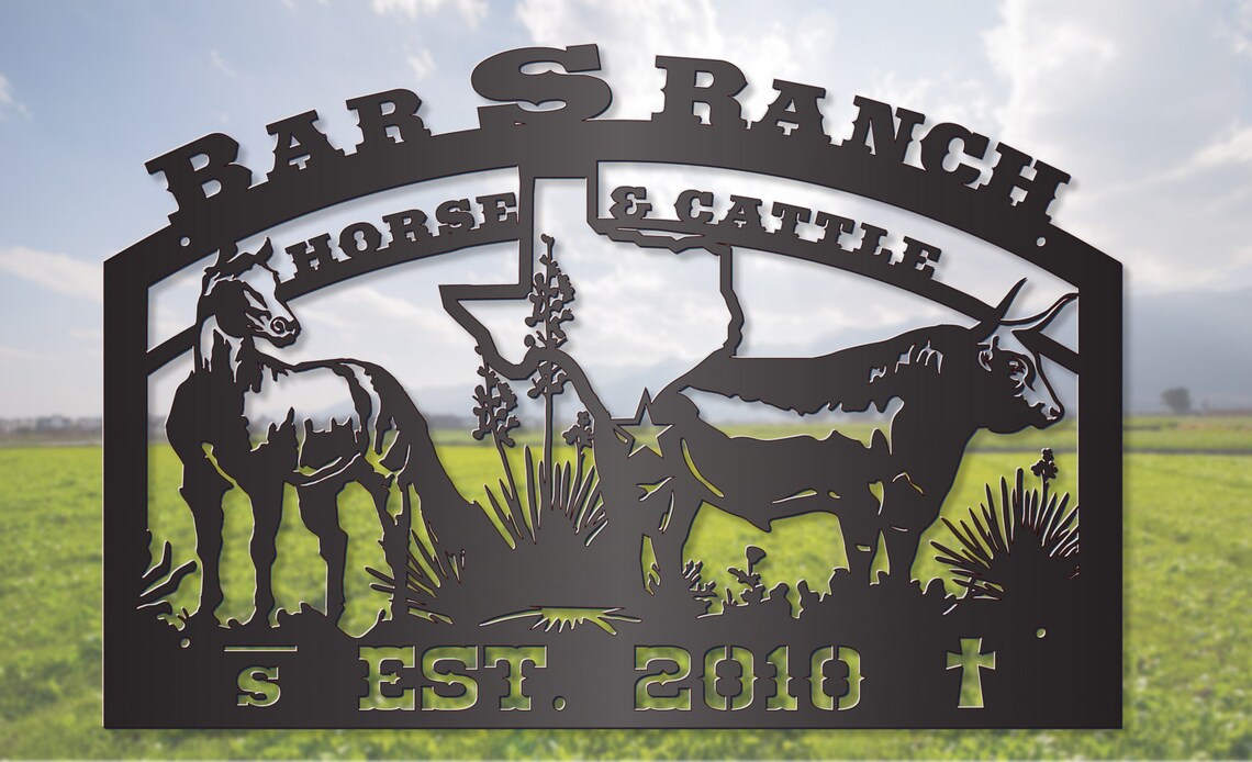 Texas Ranch Horse and Cattle Sign LMW-16-31 | Etsy