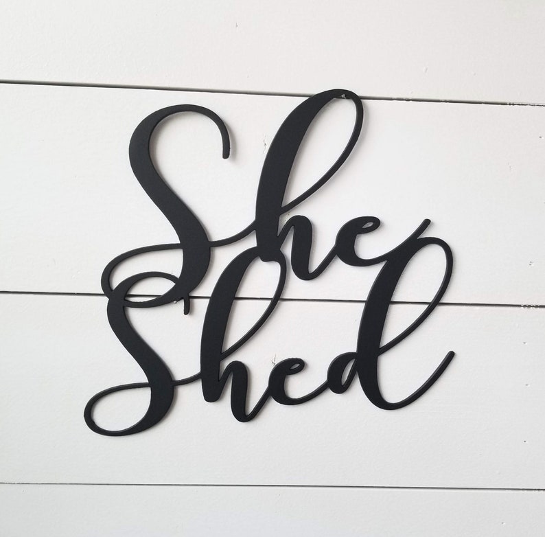 She Shed Metal Script Sign - Etsy