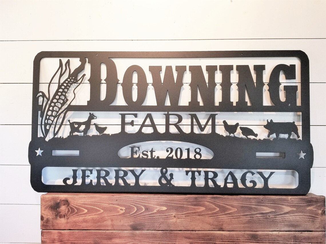 Corn and Cattle Metal Farm Sign LMW-16-19 | Etsy
